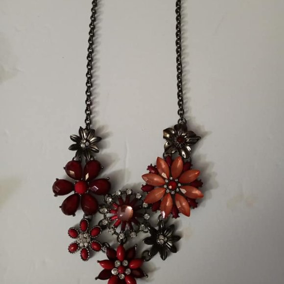 Jewelry | Red Make A Statement Flower Necklace | Poshmark